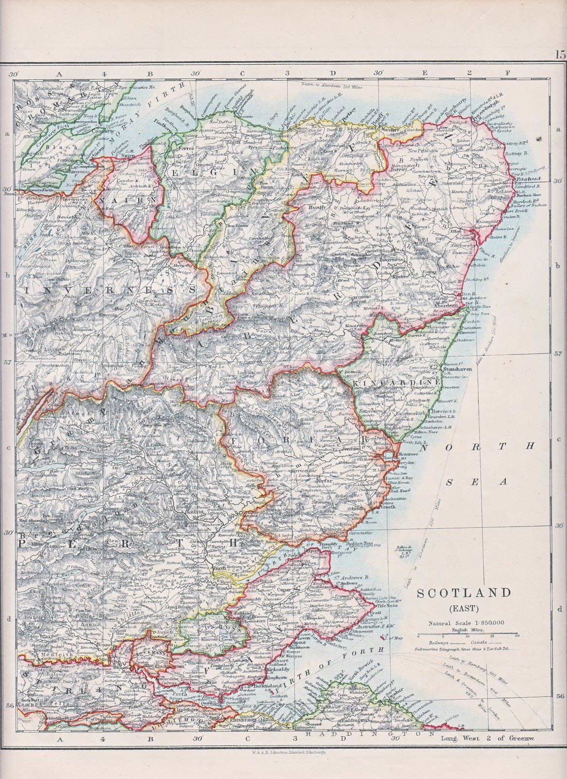 1931 MAP ~ SCOTLAND EAST ~ PERTH INVERNESS ABERDEEN STIRLING FIFE ...
