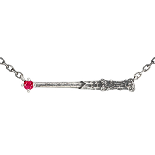 Wand Necklace Harry Potter Silver 925 U-TREASURE Jewelry Ruby Red Made ...