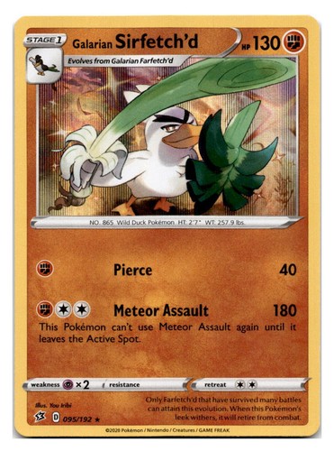 Galarian Sirfetch'd #095/192 SWSH02: Rebel Clash Pokemon tcg | eBay