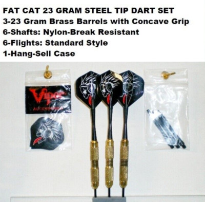 Darts Fat Cat Deluxe 23 gram Steel Tip Dart Set W/ Skull with ...