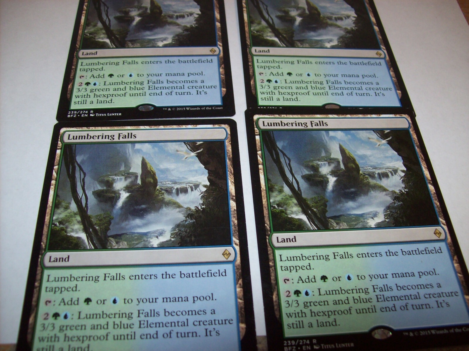 (4) LUMBERING FALLS BATTLE FOR ZENDIKAR LAND RARE FREE SHIPPING WITH ...