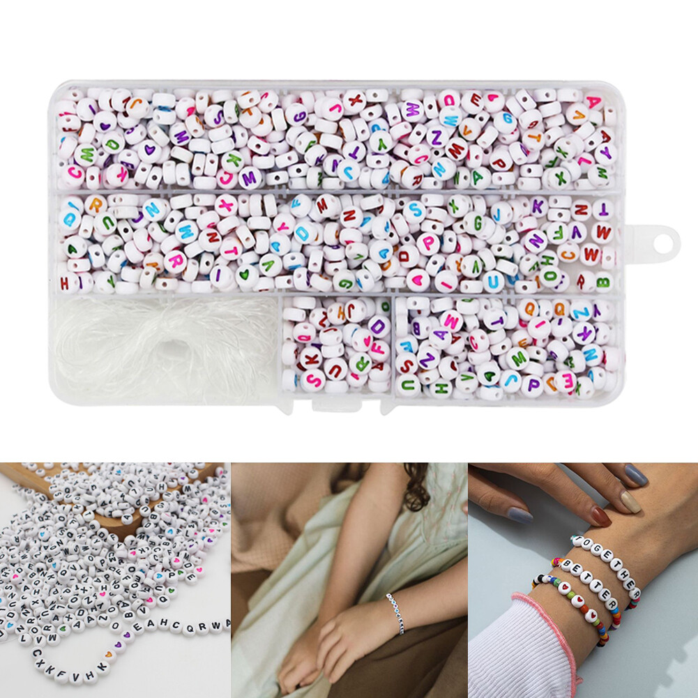 With Elastic String DIY Bracelets Acrylic A To Z Letters Threading ...