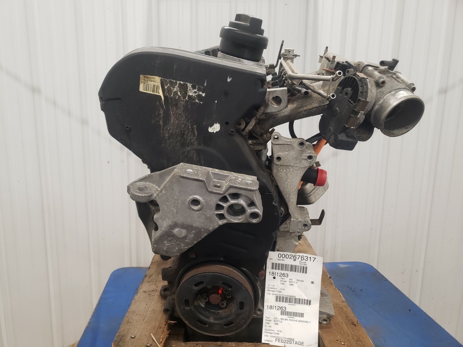 1999 VW BEETLE 1.8 TURBO ENGINE MOTOR 131,106 MILES APH NO CORE CHARGE ...