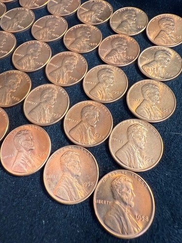 (1) 1958 P Lincoln Wheat Cent BU GEM BRIGHT Red Cent From Sealed Roll ...