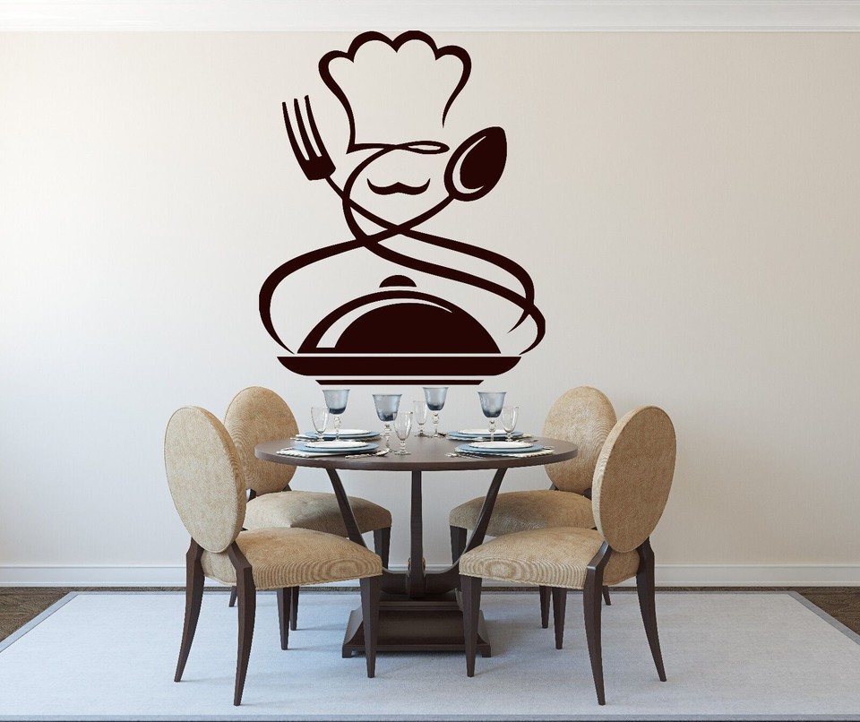 Wall Sticker Vinyl Decal Cook Chef Hat Mustache Spoon Fork Dish (n189 ...