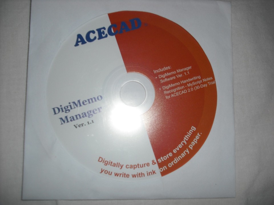 ACECAD USB Digimemo 692 Digital Notepad DM-692 With Pen & Hand Recog ...