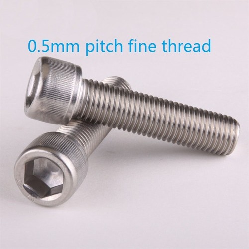 3pcs M4 x 45 mm (0.5mm Pitch) Fine Thread Allen Hex Bolt Socket Head ...