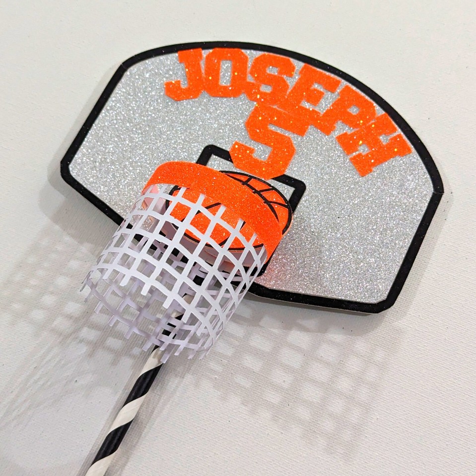 Basketball Themed 🏀 Cake Topper 3D Net & Ball Personalised Free ...