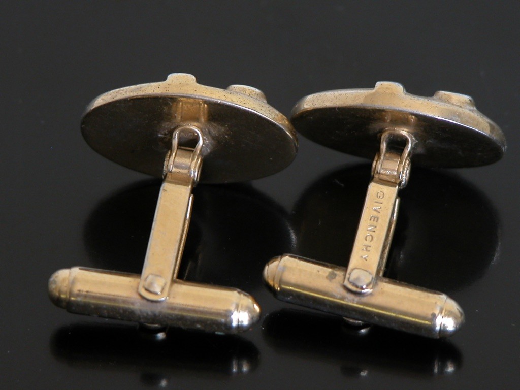 Rare Vtg Givenchy Oval Cufflinks Matte Gold Tone w/ Black Onyx | eBay