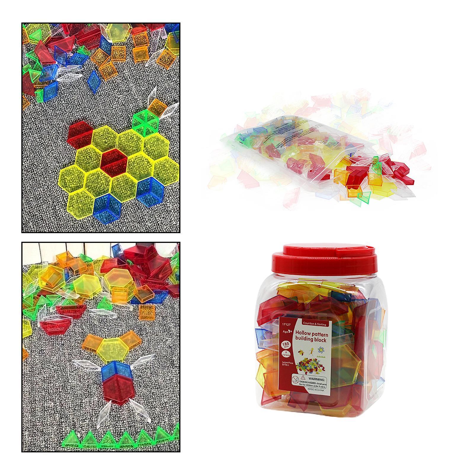 180x Translucent Pattern Blocks Educational Toys for Kids Preschoolers ...