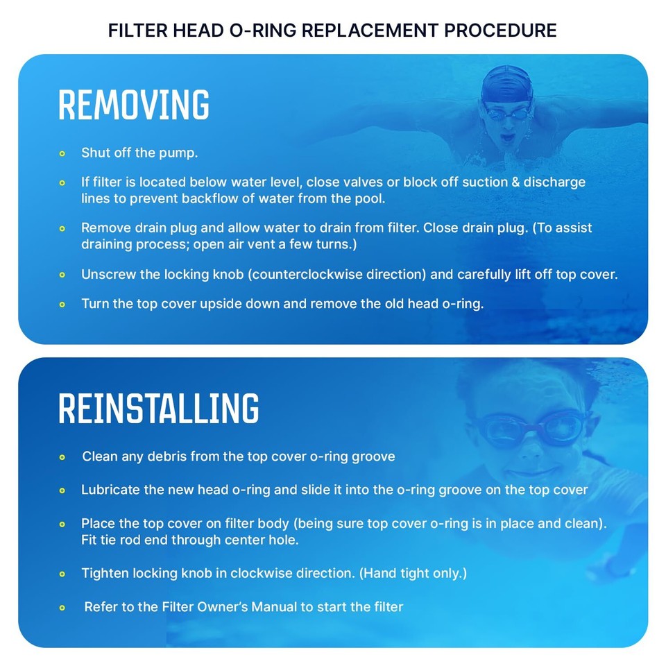 2 Pack for Hayward Star-Clear Plus C900 C1200 C1750 Filter Head O-Ring ...