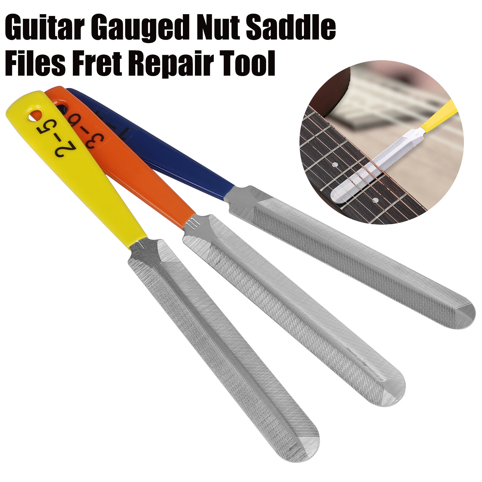 3PCS Guitar Gauged Nut Saddle Files Fret Repair Tools Saw Rods Slot ...