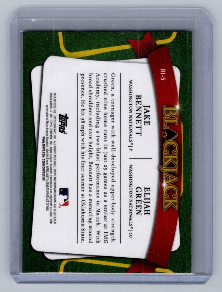 2022 Bowman Draft Blackjack Elijah Green/Jake Bennett Rookie Washington ...
