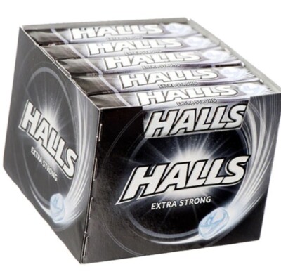 HALLS EXTRA STRONG INTENSE FRESH COUGH DROPS - 12 ROLL BOX - FREE ...