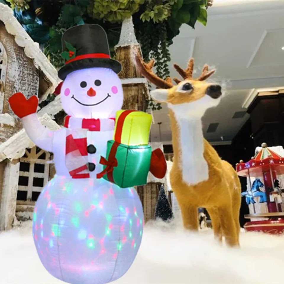 5ft Christmas Inflatable Snowman LED Rotating Light Outdoor Yard Decor ...