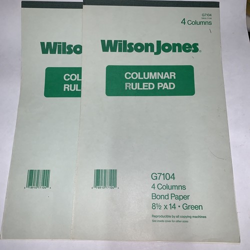 2 VINTAGE WILSON JONES G7104 COLUMNAR RULED PADS 19 Pages each 8.5” X ...