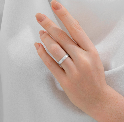 Platinum Ring 925 4mm) Wedding Band | Dome | Matte Hammered Comfort All Size | eBay