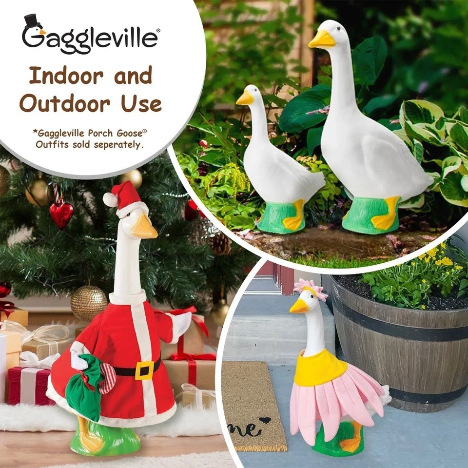 Large White 23"H Goose Dress Up Garden Statue Indoor Outdoor Yard Porch ...