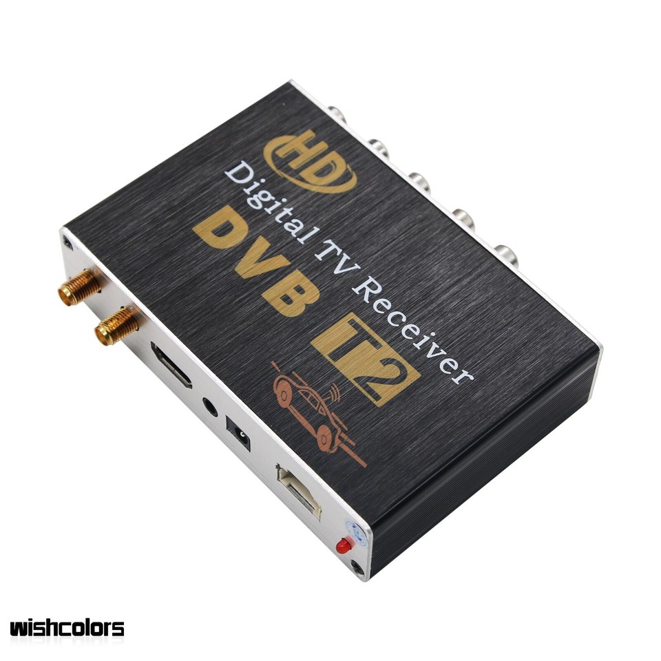 Dual Antenna DVB-T2 Digital TV Receiver Tuner HD Mobile Car TV Box USB ...