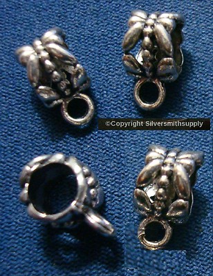 4 Pendant BAILS Antique Silver Plated Flower closed ring pendant BAILS ...