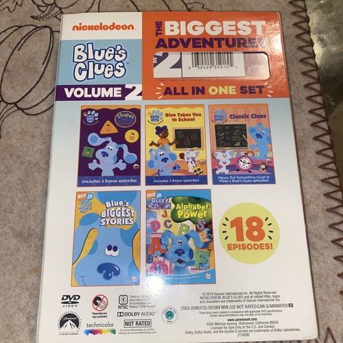 Blue's Clues Vol. 2 Big Hits - RARE DVD Set 18 EPISDOES SHAPES COLORS ...