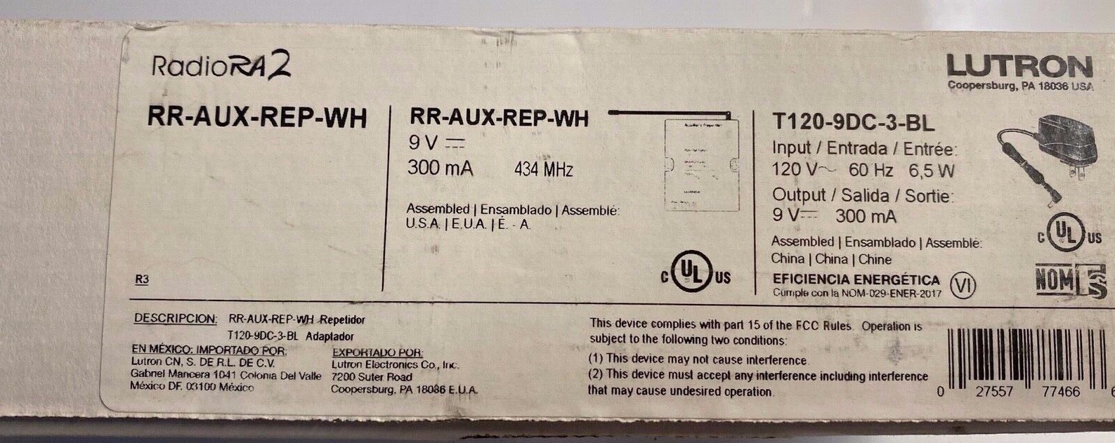 Lutron+RadioRA+2+Auxiliary+Repeater+%28RR-AUX-REP-WH%29 | Compra online ...