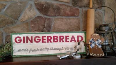 NWT RAZ 24" Rustic Wood & metal wording GINGERBREAD CHRISTMAS Wall Sign ...