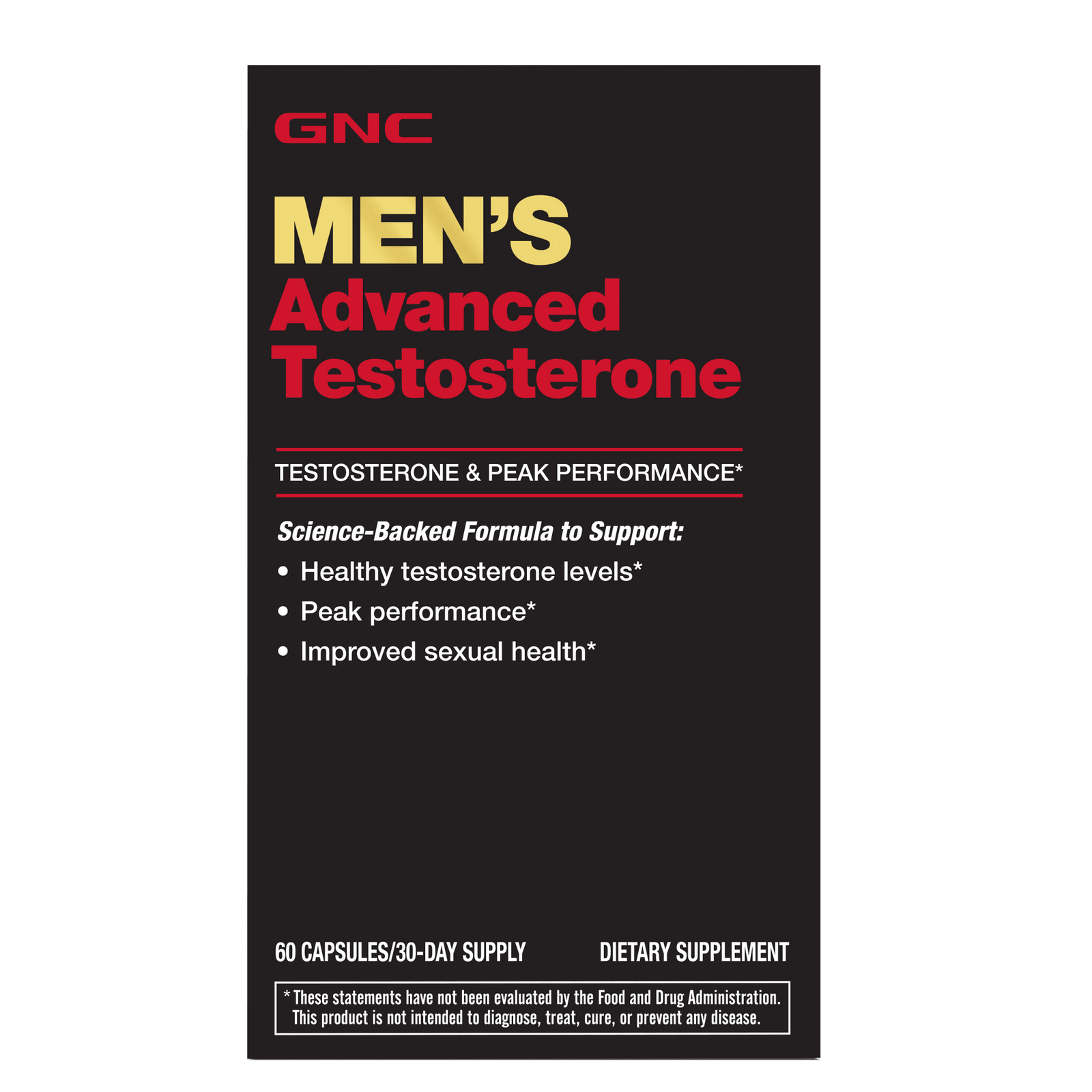 GNC Men's Advanced Testosterone, 60 Capsules, Supports Healthy ...