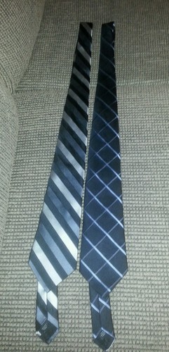 Lot of 2 Men's Express Ties Blue Stripped and Diamond Pattern | eBay