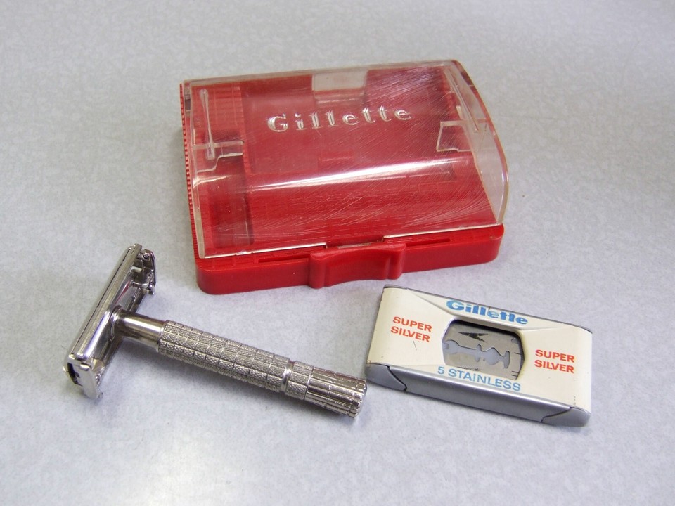 Vintage Z-2 1954 Gillette Super Speed Flare Tip DE Safety Razor Set in ...