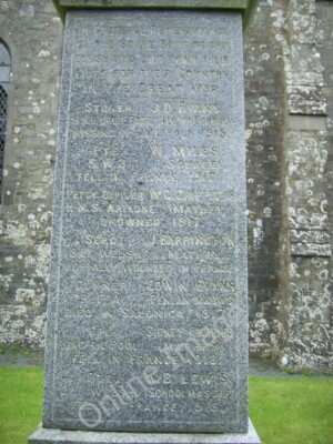 Photo 6x4 Names on Mathry War Memorial (1) Located on the front of the ...