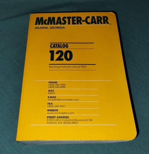 McMaster-Carr Atlanta Georgia Volume 120 Industrial Catalog Lightly ...
