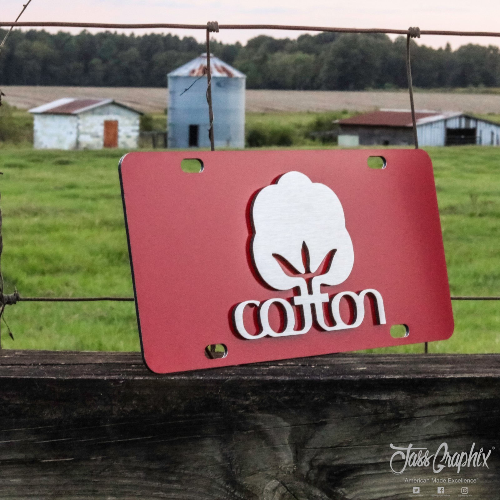6" x 12" Novelty Decorative Cotton Farmer Red License Plate - 3D Mirror ...