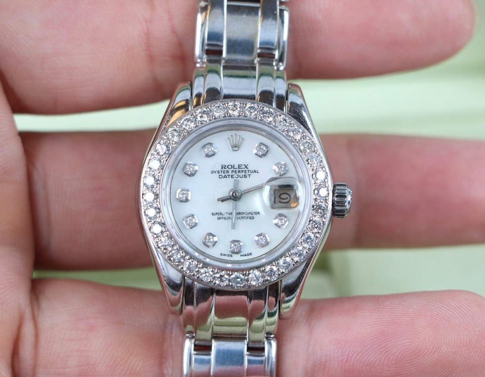 Rolex 29mm Pearlmaster 18K White Gold Perpetual AM MOP Diamond Dial ...