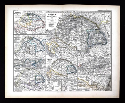 1880 Spruner Map Hungary Battle of Mohacs Ottoman Habsburg Dominions ...