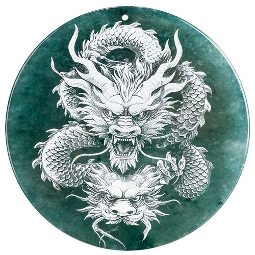 Men Women Natural Grade A Jade Jadeite Lucky Gift Carved Dragon Round ...