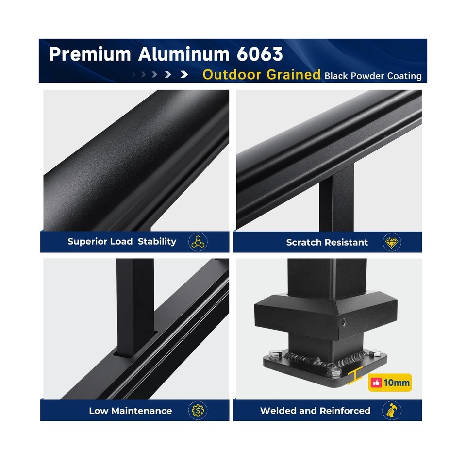 36 in. H x 12 ft. W Porch and Deck Railing Kit, Aluminum Railing Kit ...