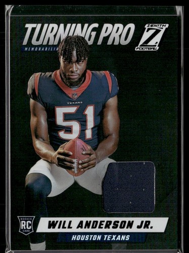 2023 Zenith #TPM-WAJ Will Anderson Jr. Turning Pro Memorabilia Rookie ...