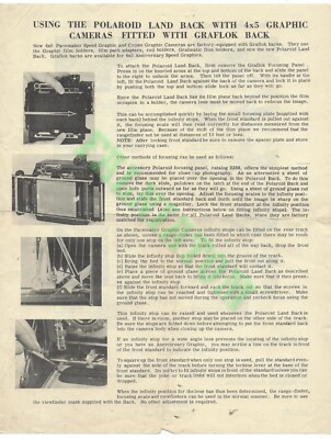 Vintage Graflex Polaroid Graflok Back Instructions | eBay