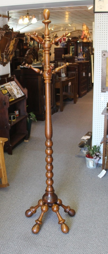 Antique Oak Hall Tree Stand or Coat Stand – original finish | eBay