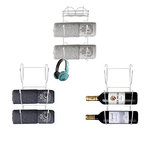 Wall Mount Metal Wire Towel Storage Shelf Organizer Rack Holder with 9 ...