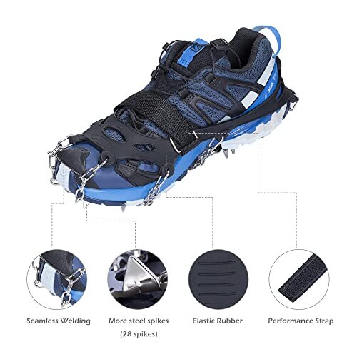 Mgotu Crampons Ice CleatsAnti Slip Hiking Spikes for Boots Ice Spikes ...