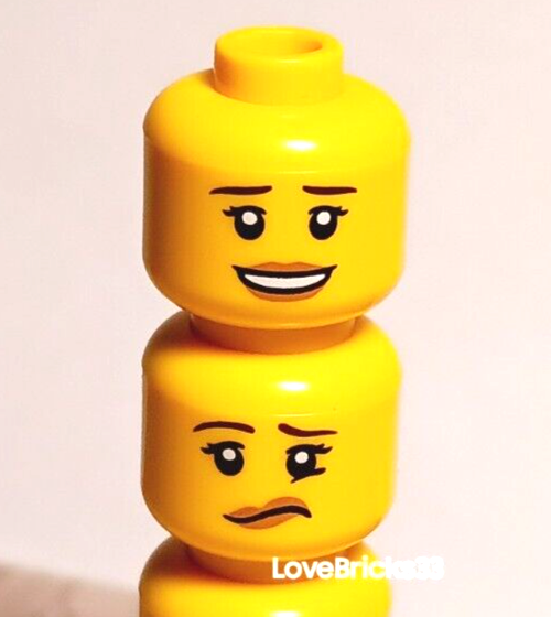 New LEGO Woman Head Positive Big Smile Unsure Dual Sided Girl Head ...
