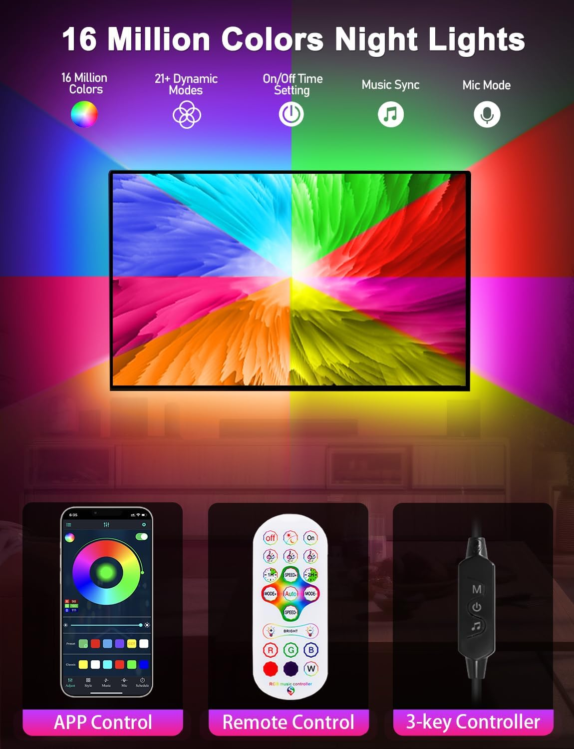 TV Led Lights, 16.4Ft Led Lights for TV 55-70 Inch, Led TV Backlight TV ...