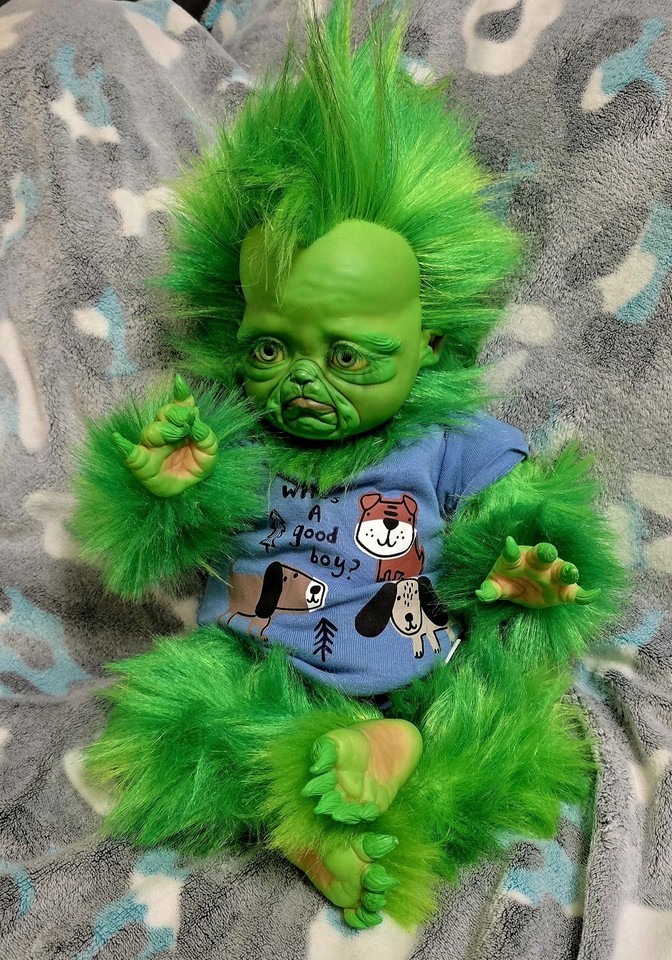 Ooak Jolly Grinch Reborn Doll Hand Rooted And Painted! | eBay