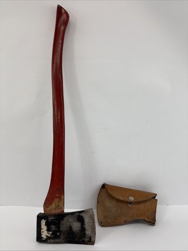 Vintage Axe Hatchet 27" Long Red Wooden Handle with Nicholas 1004 ...
