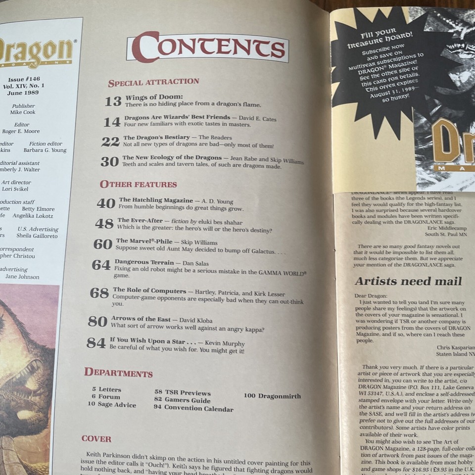 Dragon Magazine Issue #146 with Poster Insert Buck Rogers AD&D TSR RPG ...