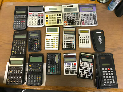 Lot of 17: Assorted HP, Casio, Sharp and Other Calculators FOR PARTS ...