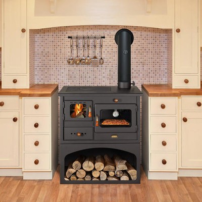 Wood Burning Cooking Stove with Cast Iron Top Solid Fuel Cooker 10 kw ...