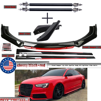 For Audi A3-A8 B7 Front Bumper Lip Chin Spoiler Body Kit Splitter Side ...